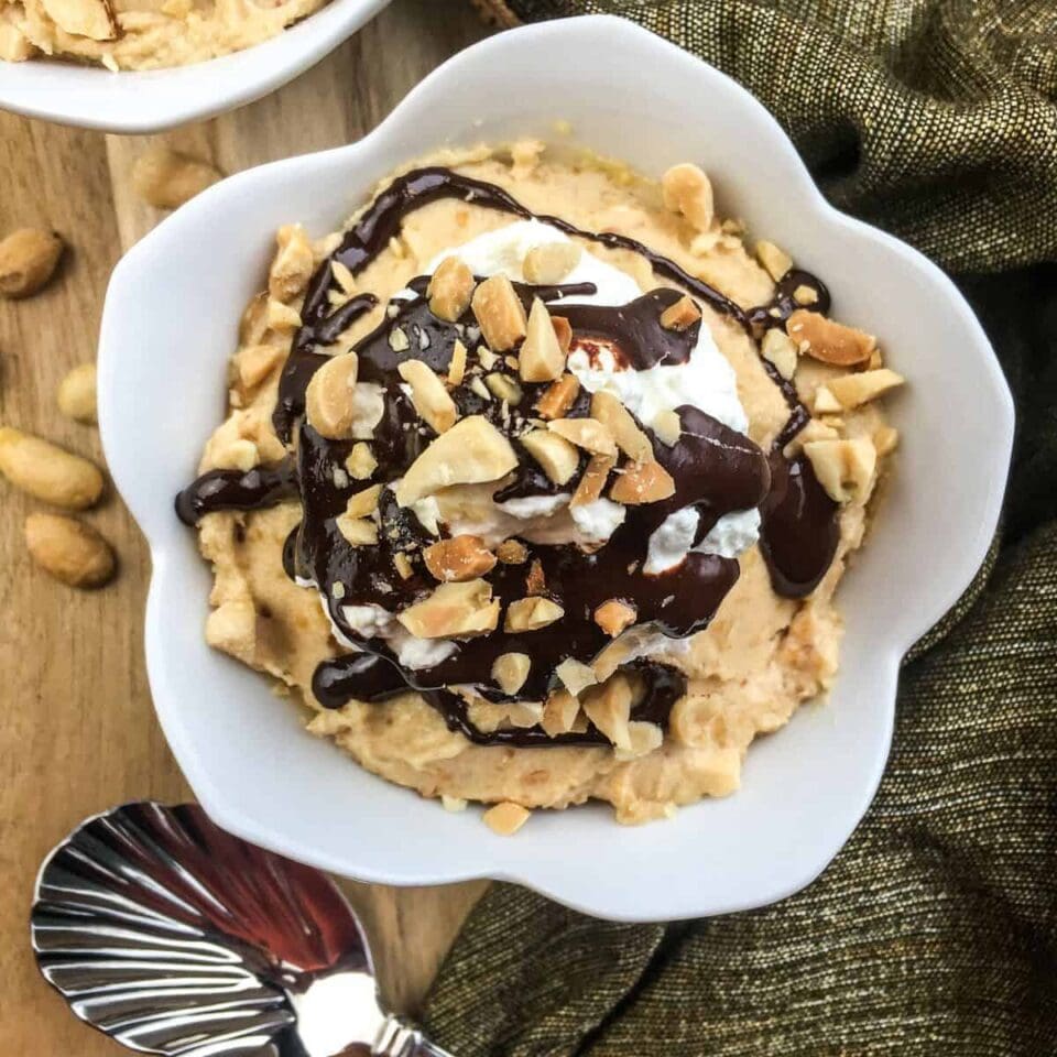 Peanut Butter Mousse Parfait with Chocolate Drizzle