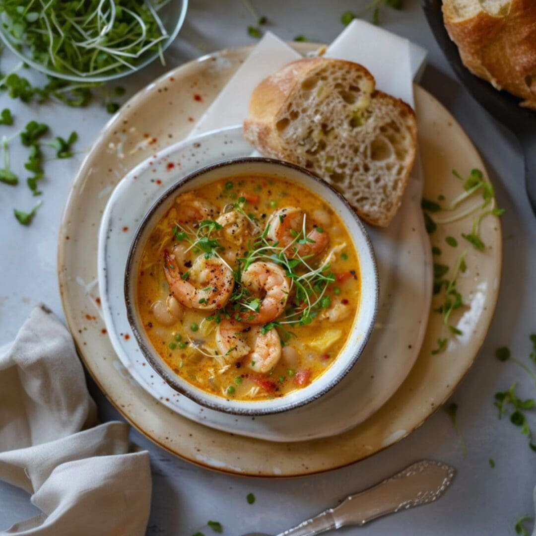 Shrimp with White Beans in Lemony Broth Recipe