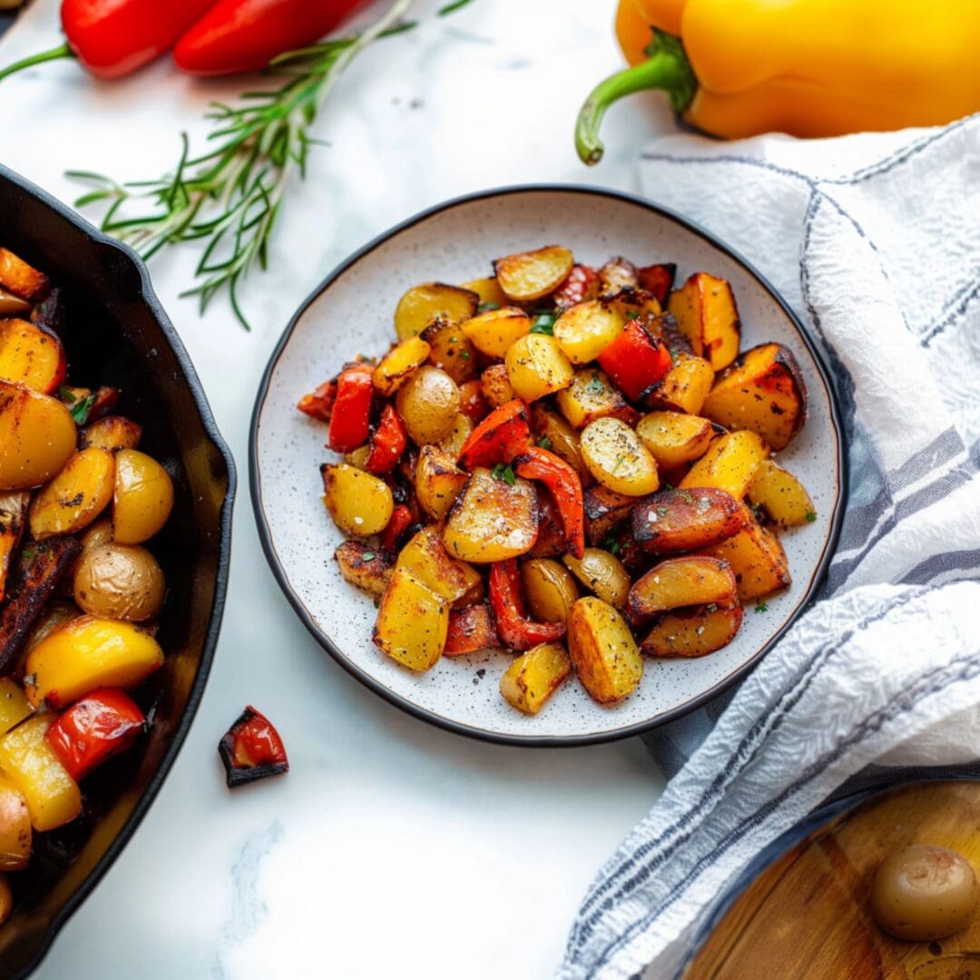 Easy Roasted Bell Peppers and Potatoes Recipe | 4 Ingredients or Less