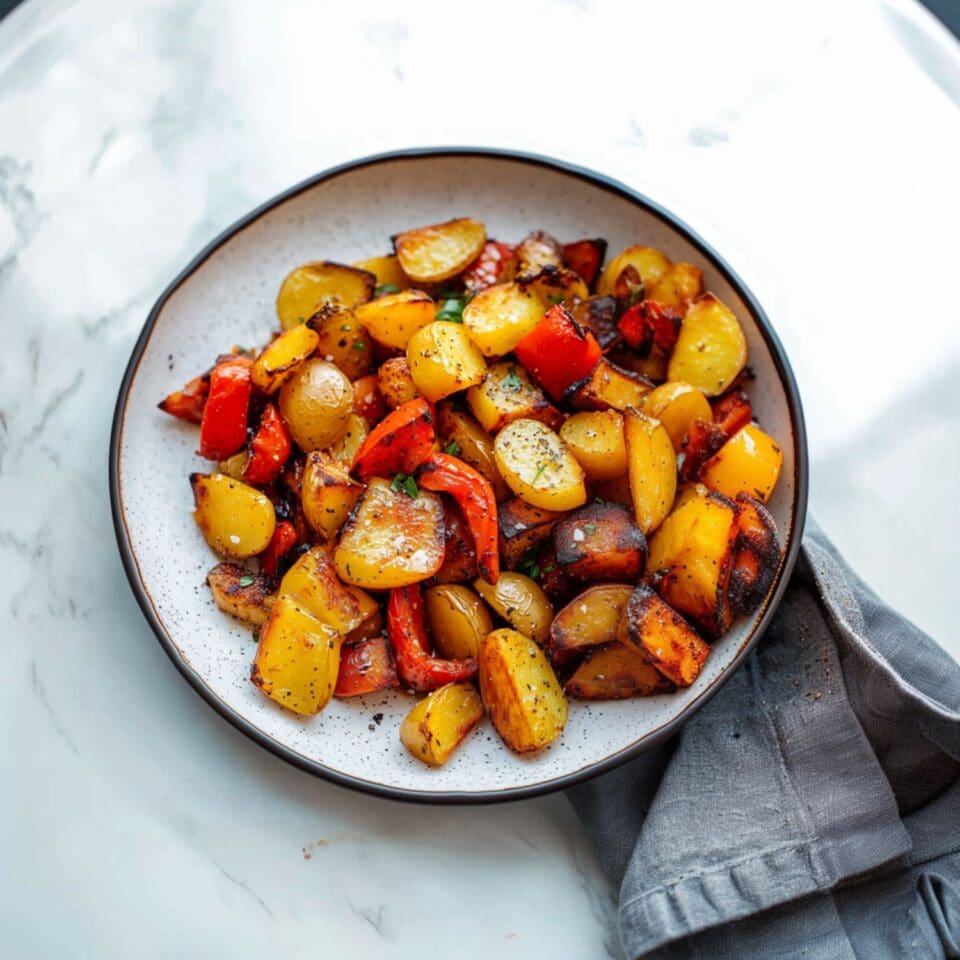 Easy Roasted Bell Peppers and Potatoes Recipe | 4 Ingredients or Less