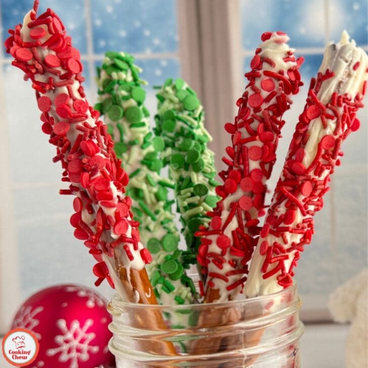 Christmas Chocolate Covered Pretzel Rods Recipe - Festive and Easy