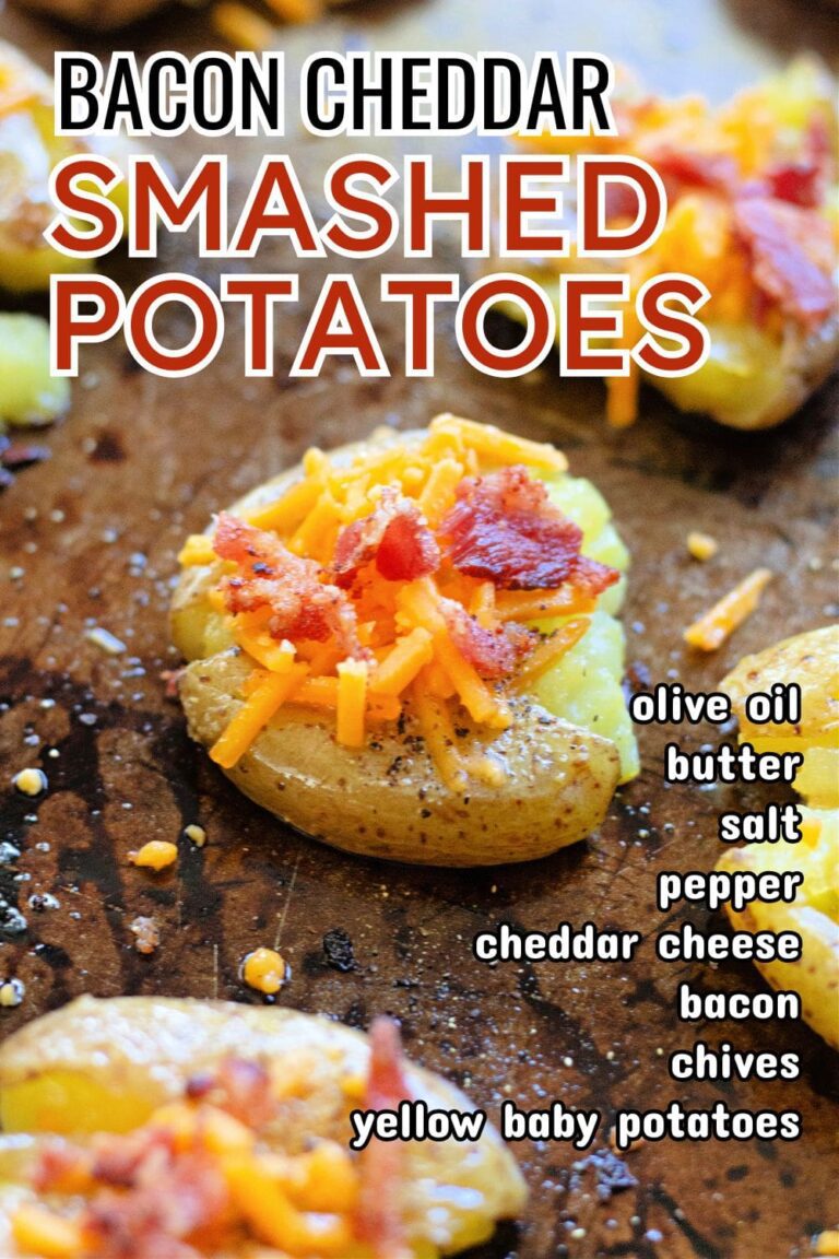 Bacon Cheddar Smashed Potatoes - Easy Cheesy Side Dish
