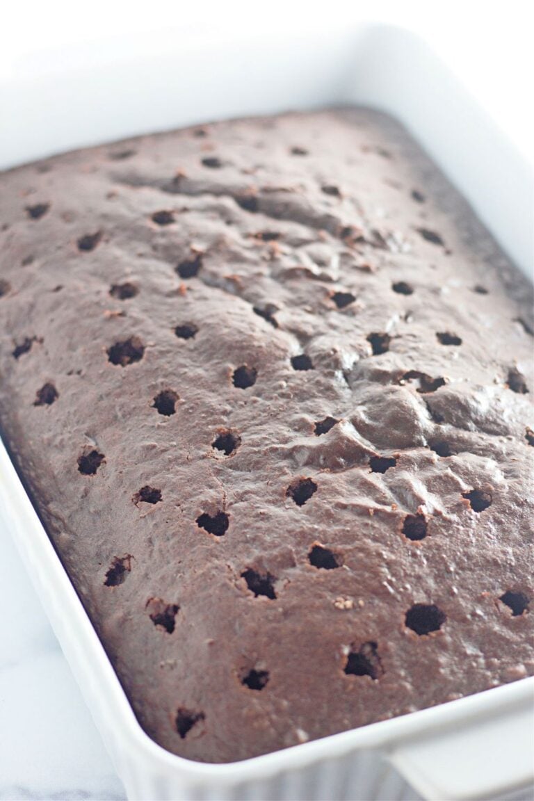 Heath Bar Poke Cake – Moist Chocolate Cake with Caramel and Toffee