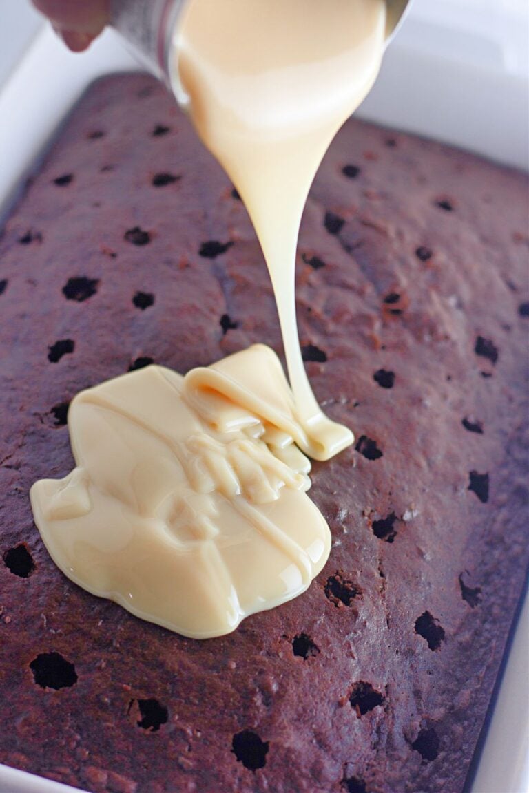 Heath Bar Poke Cake – Moist Chocolate Cake with Caramel and Toffee