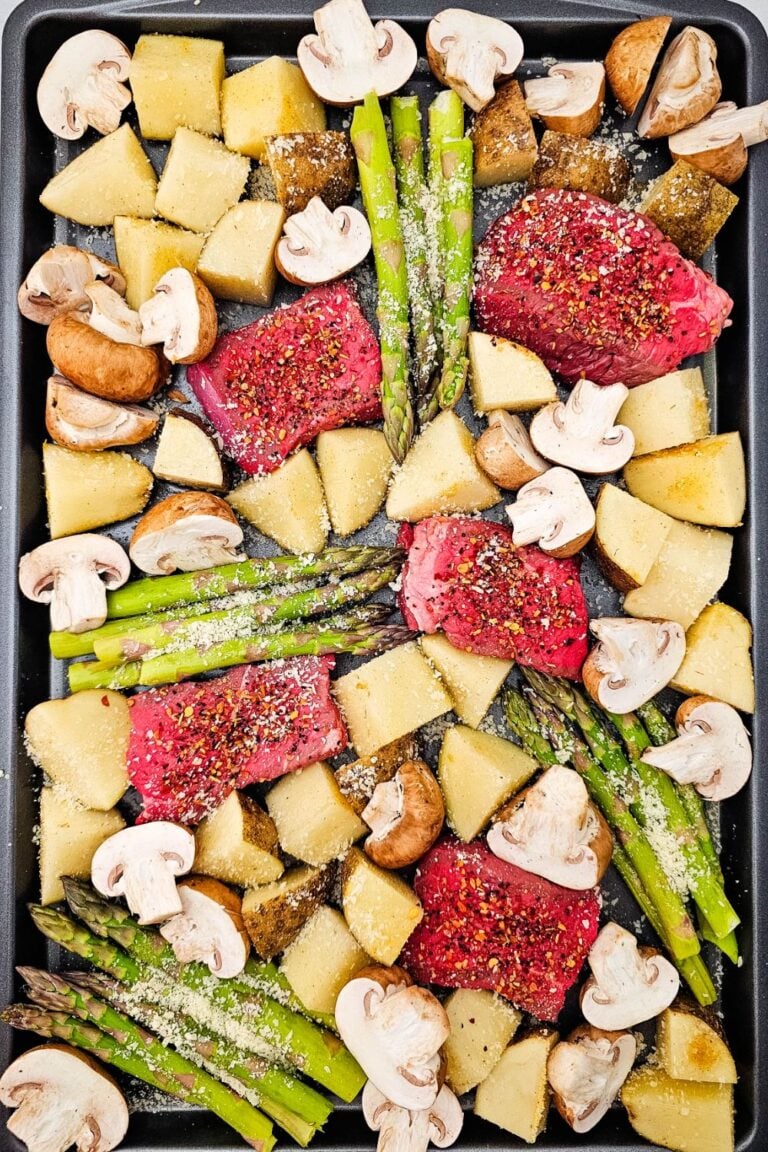 Sheet Pan Steak and Vegetables | One Pan Sirloin and Roasted Veggies